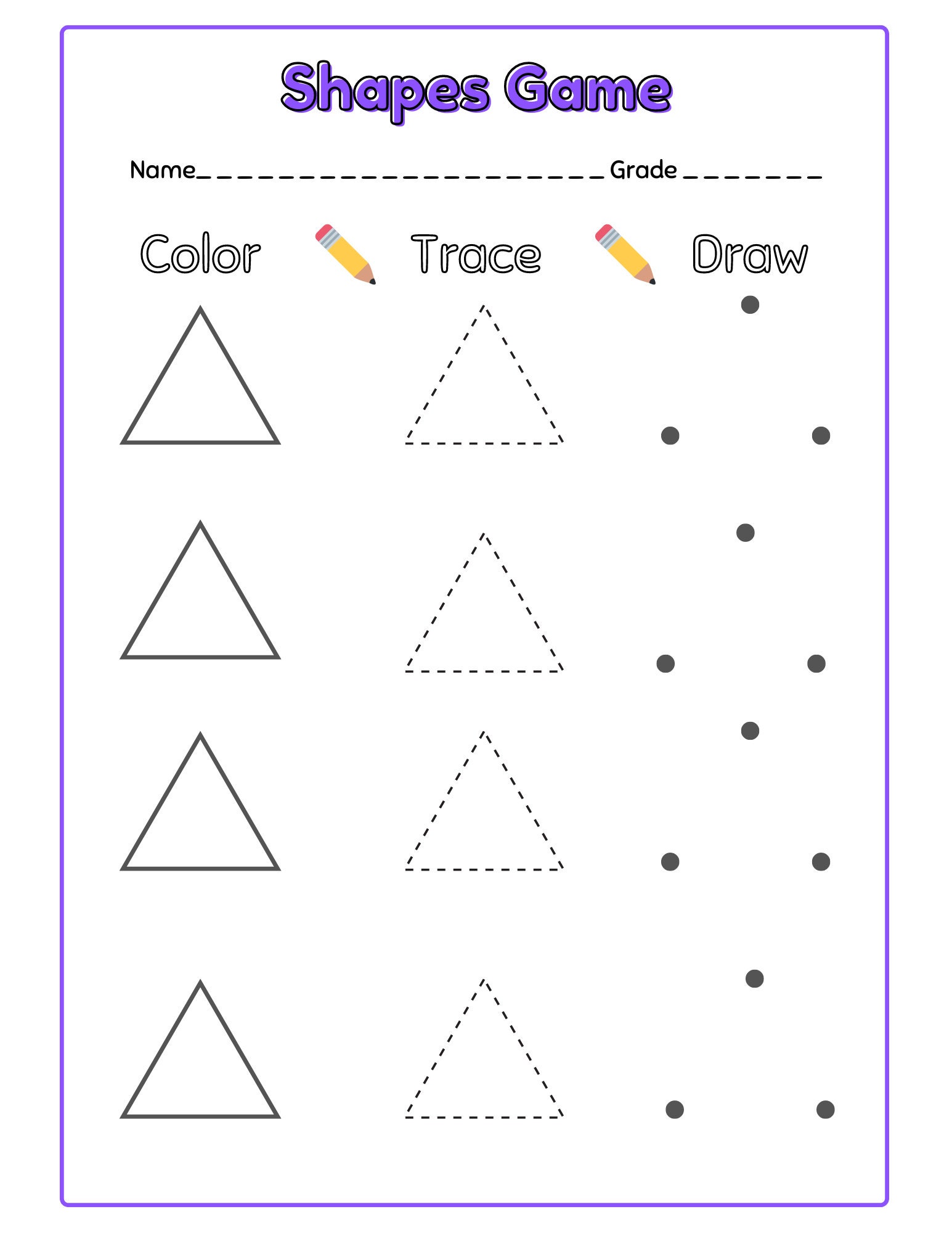 Learn Shapes - Shape Tracing, Shape Drawing, Shape Coloring Activity ...
