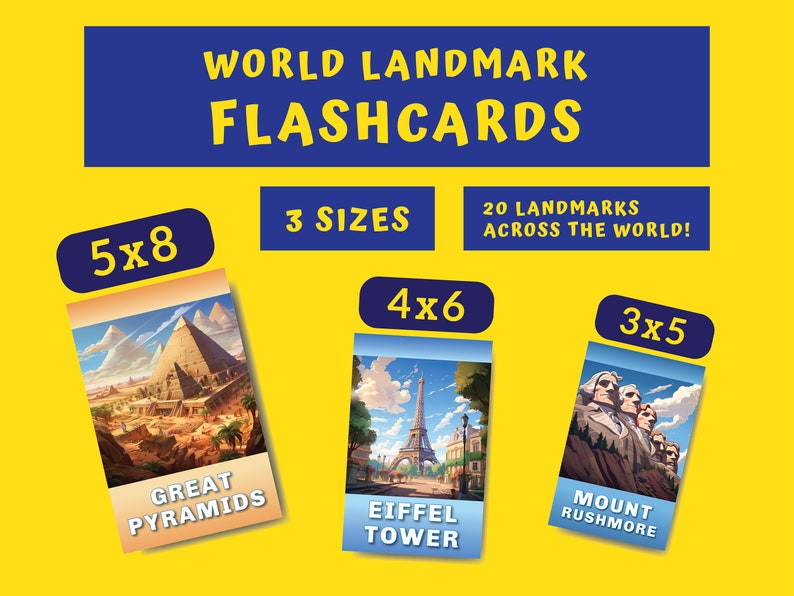 World Landmark Flashcards, 20 Printable Flash Cards of World Landmarks ...