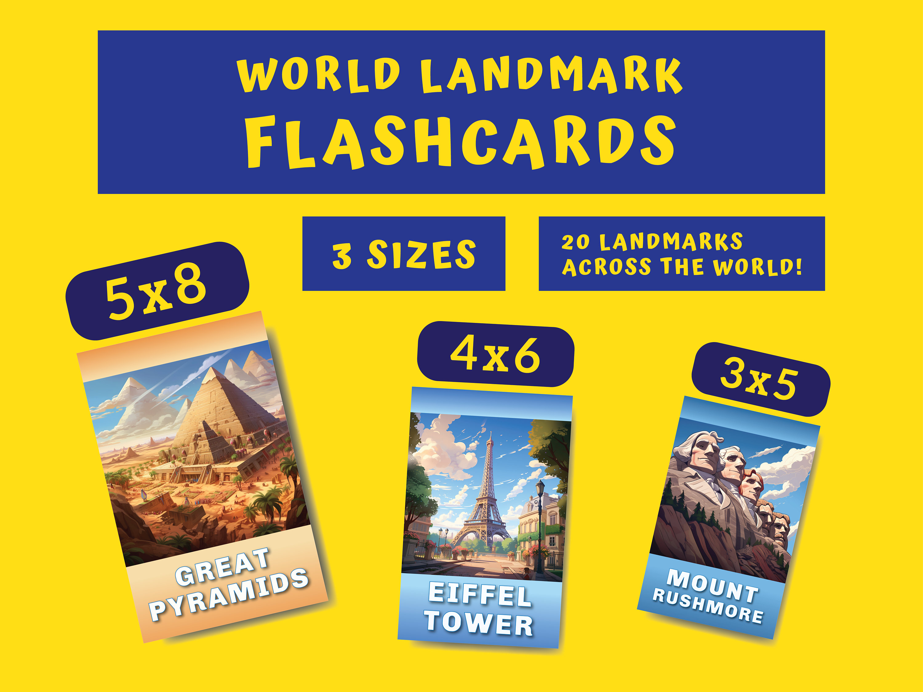 World Landmark Flashcards, 20 Printable Flash Cards of World Landmarks ...