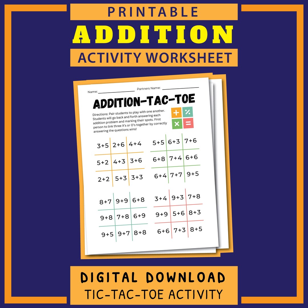 ADDITION Worksheet Kids Math Activity PRINTABLE Learn Math DIGITAL Math ...
