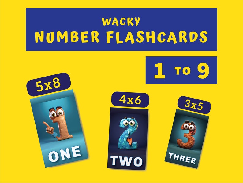Printable Number Flashcards, 1-9, Learn to Count Flash Cards, Instant ...