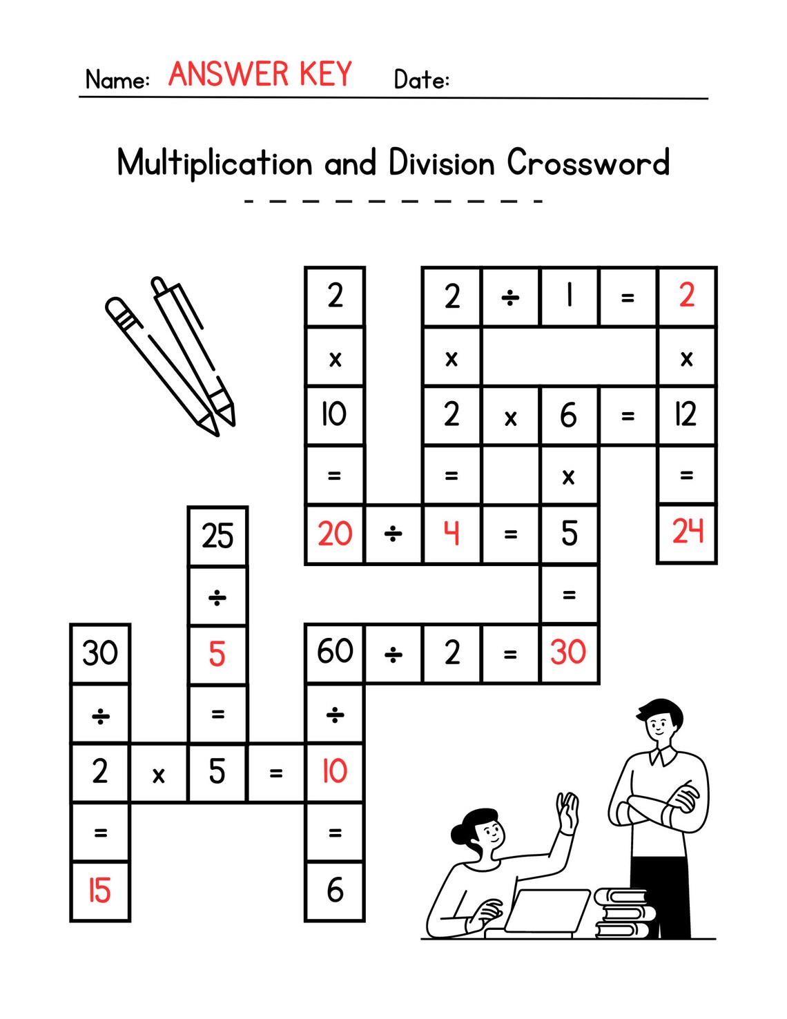 Multiplication AND Division Math Crossword Activity Combo ...