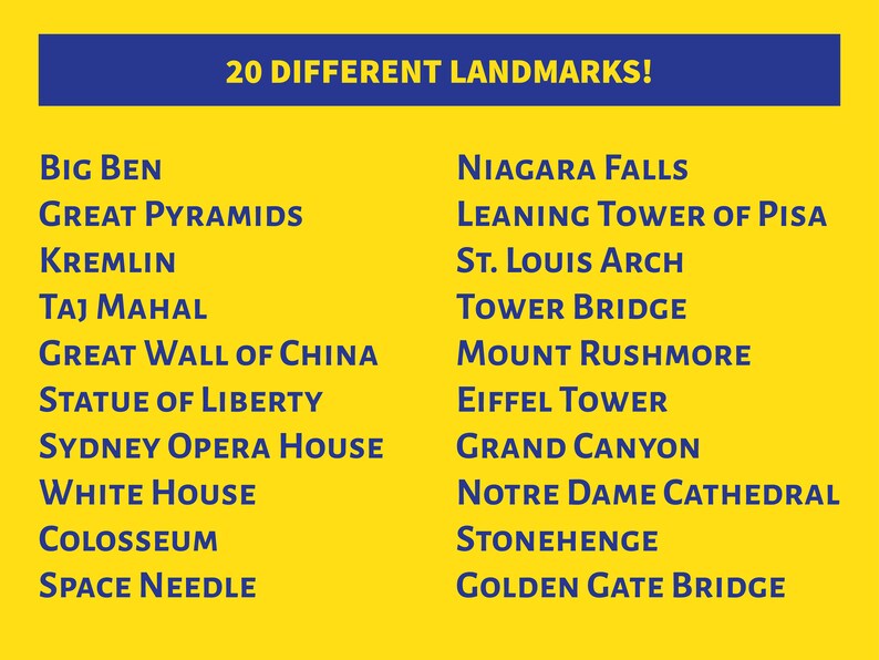 World Landmark Flashcards, 20 Printable Flash Cards of World Landmarks ...