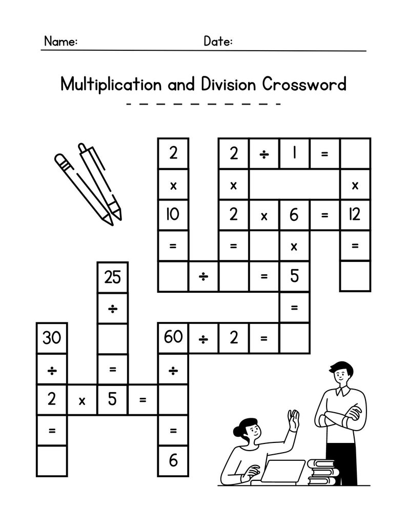 Multiplication AND Division Math Crossword Activity Combo ...