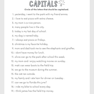 Capitalization Worksheets | Printable Capital Letter Activity | English ...
