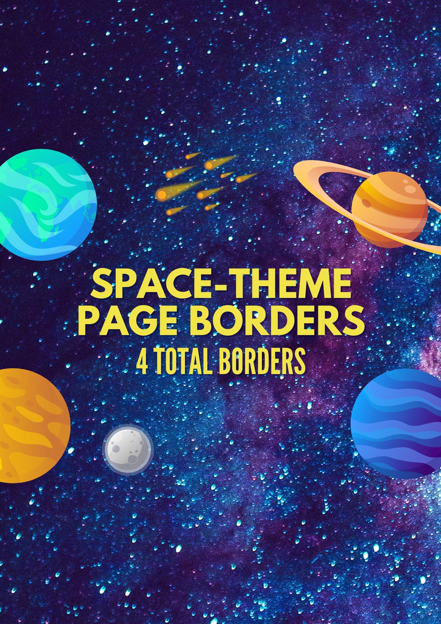 Outer Space Page Border Collection - 4 Total Galaxy Page Borders ...