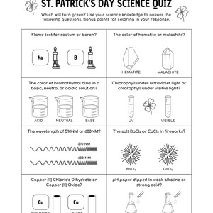 St. Patrick's Day Chemistry Quiz | Science Quiz | Middle School, Junior ...