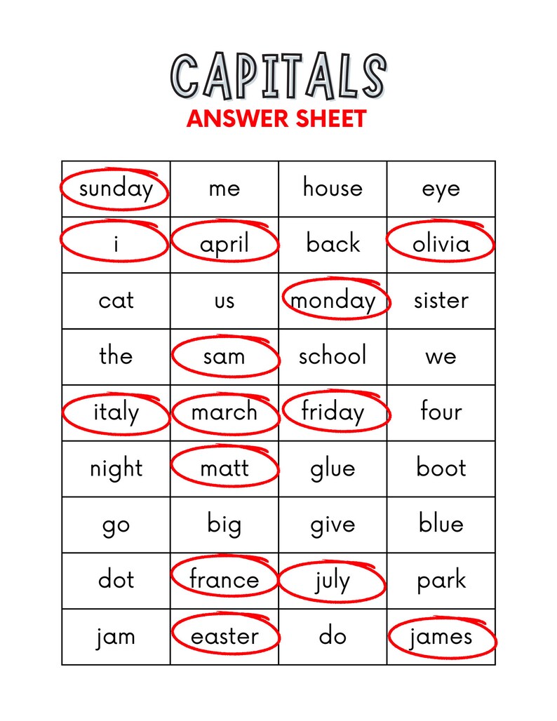 Capitalization Worksheets | Printable Capital Letter Activity | English ...