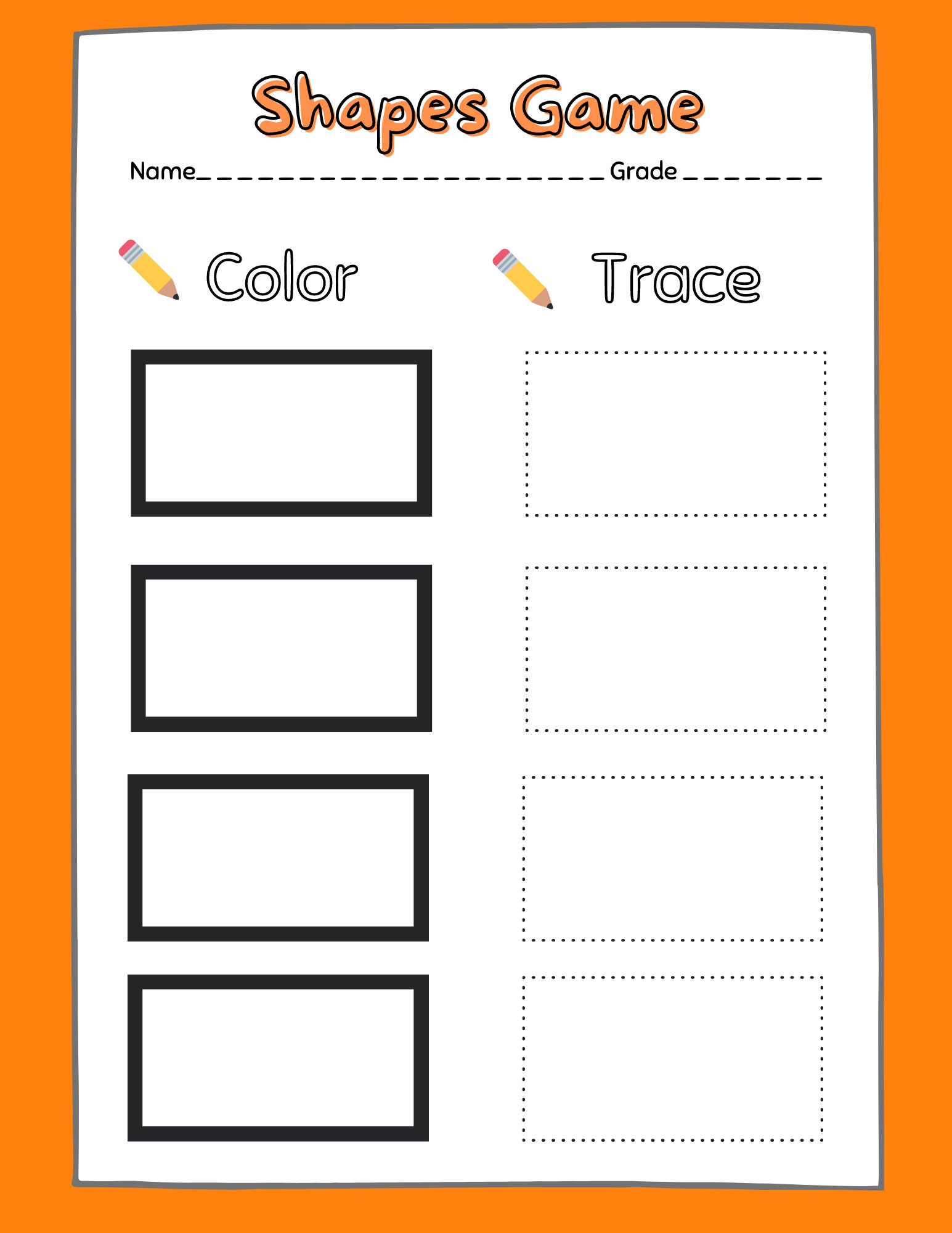 Learn Shapes - Shape Tracing, Shape Drawing, Shape Coloring Activity ...