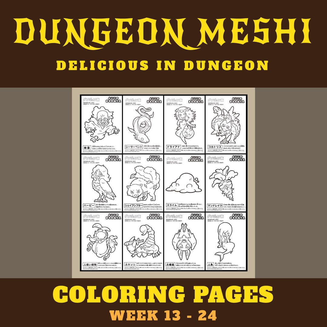 Dungeon Meshi Coloring Pages Delicious in Dungeon Meshi Printable ...