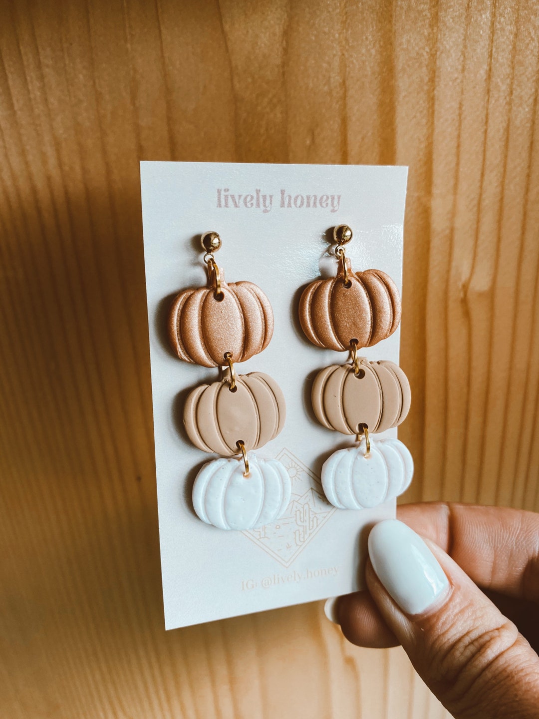 Pumpkin Dangles Boho Clay Earrings Clay Earrings Statement Earrings 18k Gold Plated Fall
