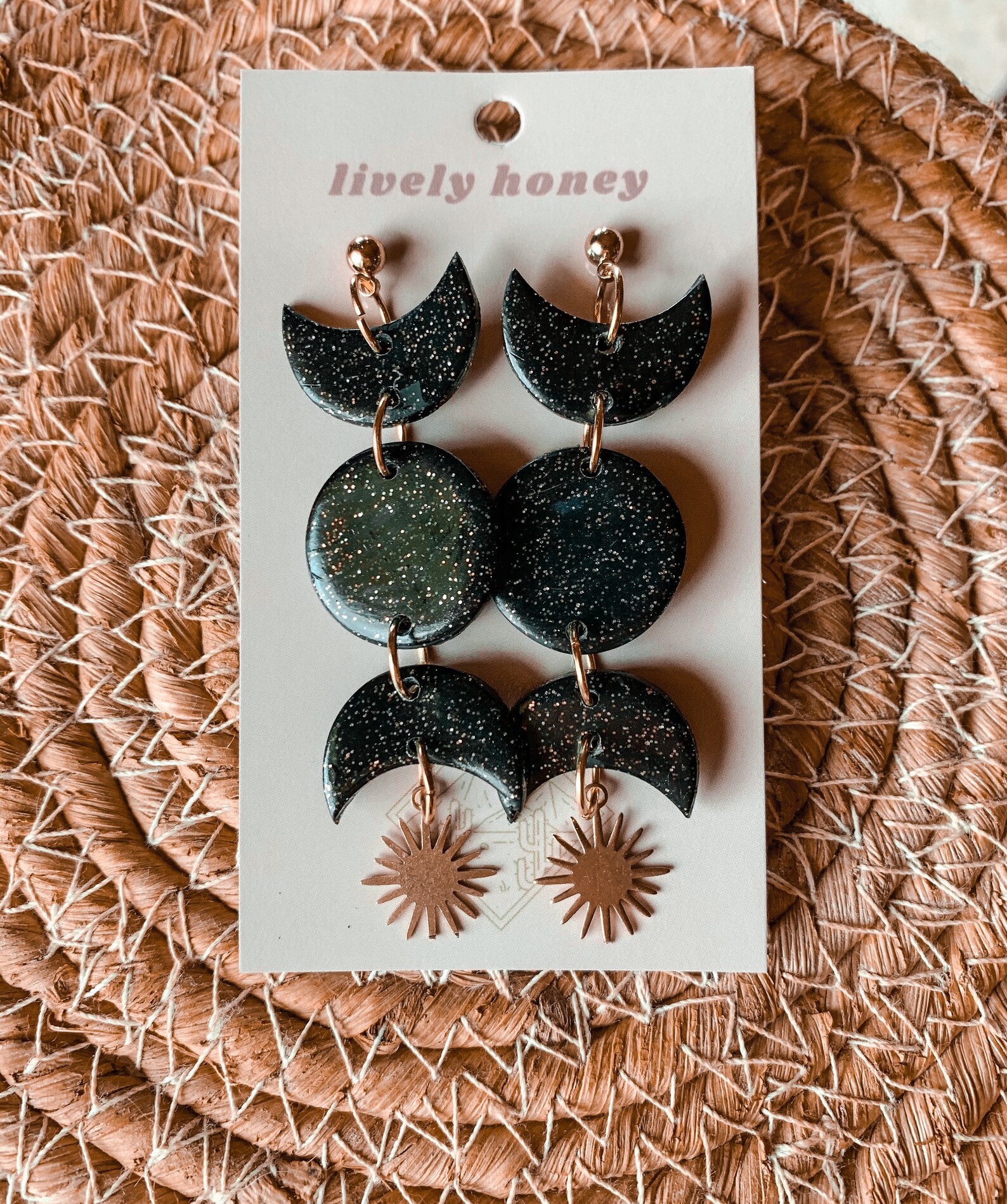 Moon Phases Polymer Clay Earrings Boho Clay Earrings - Etsy