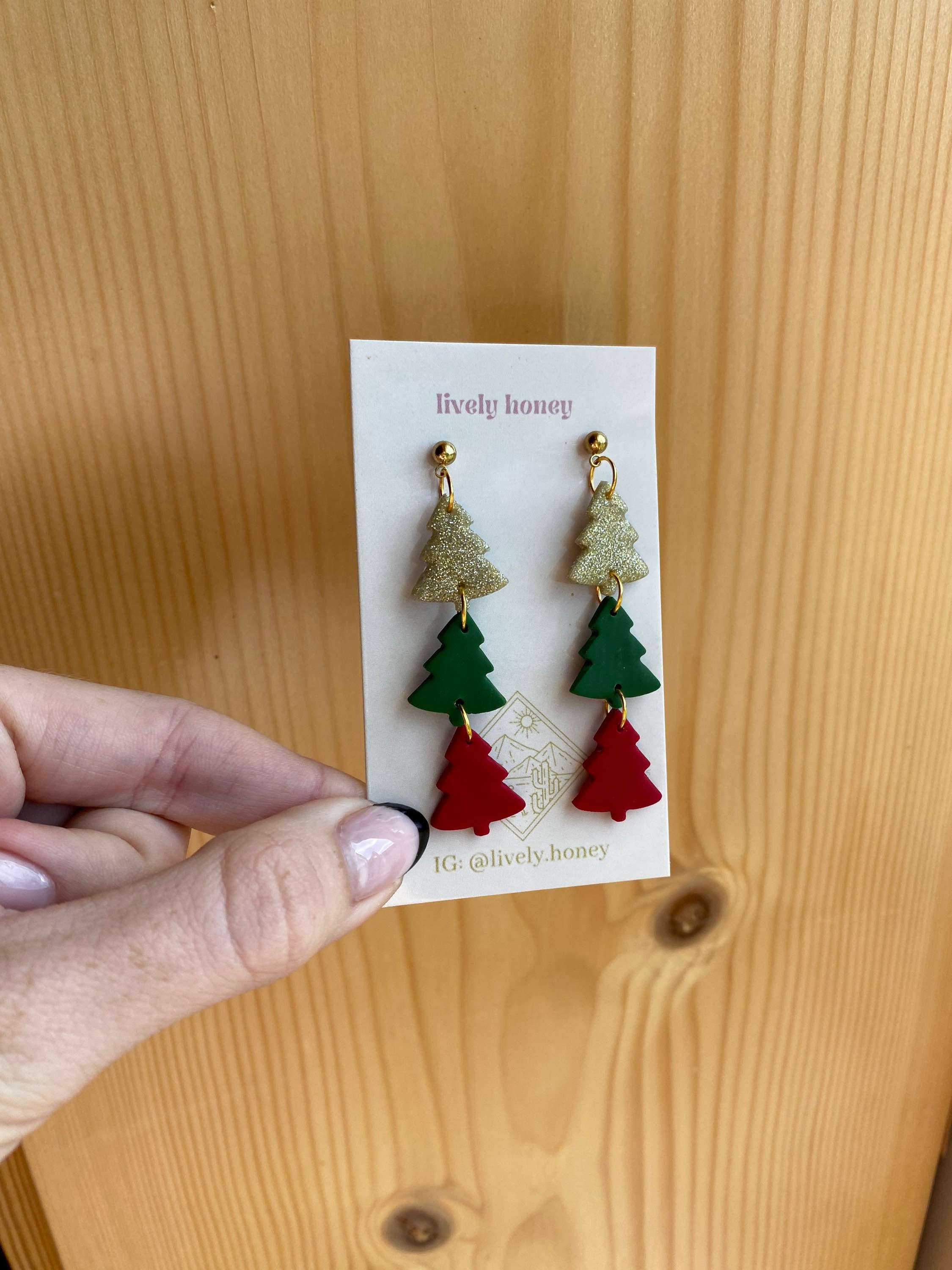 Christmas Tree Dangles | Boho Clay Earrings | Clay Earrings | Statement ...