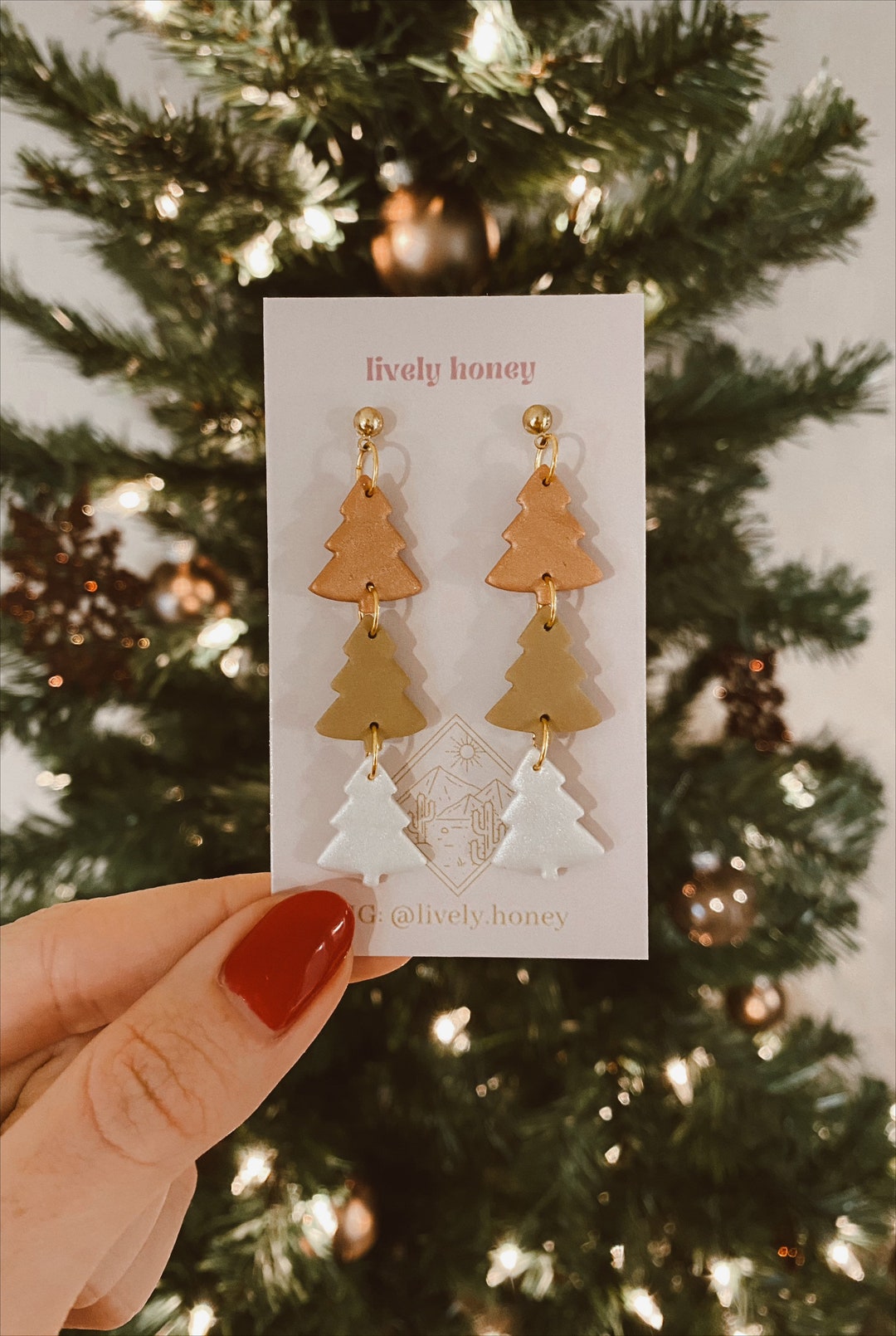 Christmas Tree Dangles Boho Clay Earrings Clay Earrings Statement ...