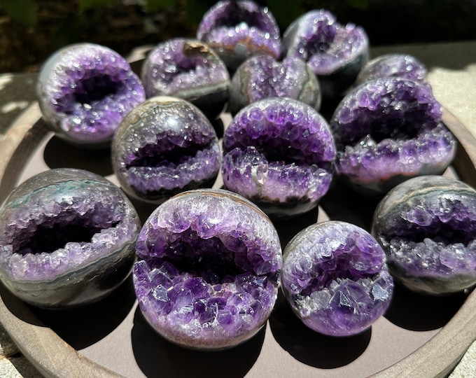 Druzy Amethyst Geode Sphere: Crystal Cluster Ball - Etsy