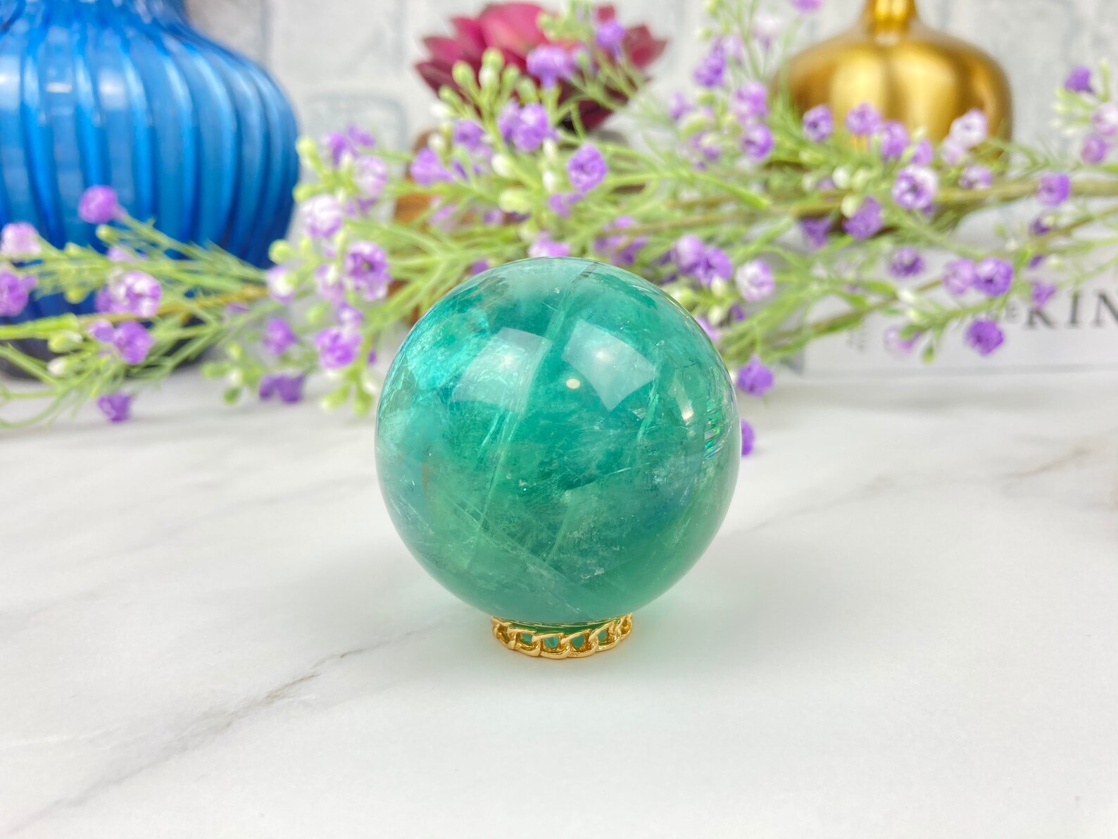 Natural Green Fluorite Sphere Fluorite Stone Fluorite Ball | Etsy