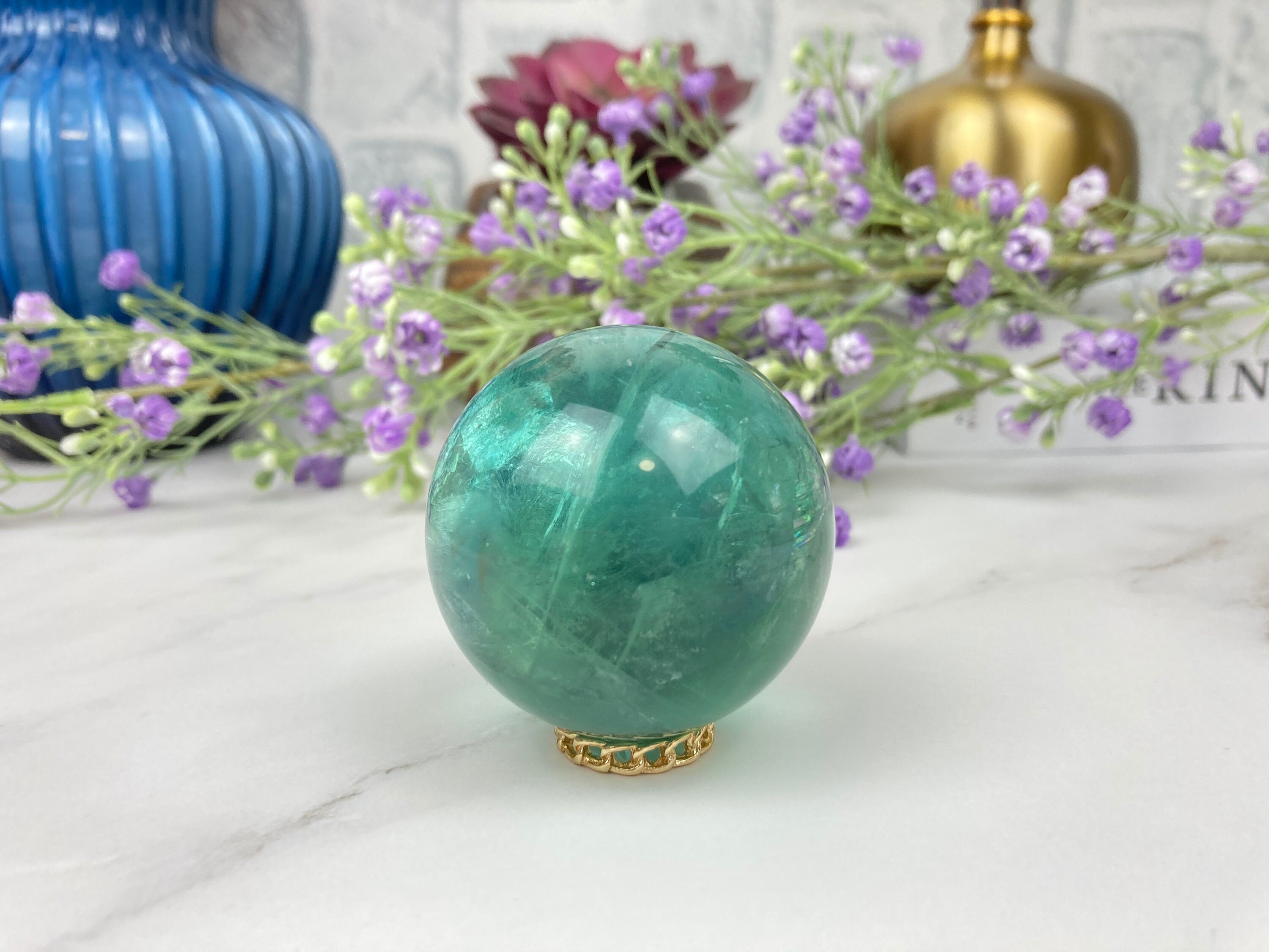 Natural Green Fluorite Sphere Fluorite Stone Fluorite Ball - Etsy