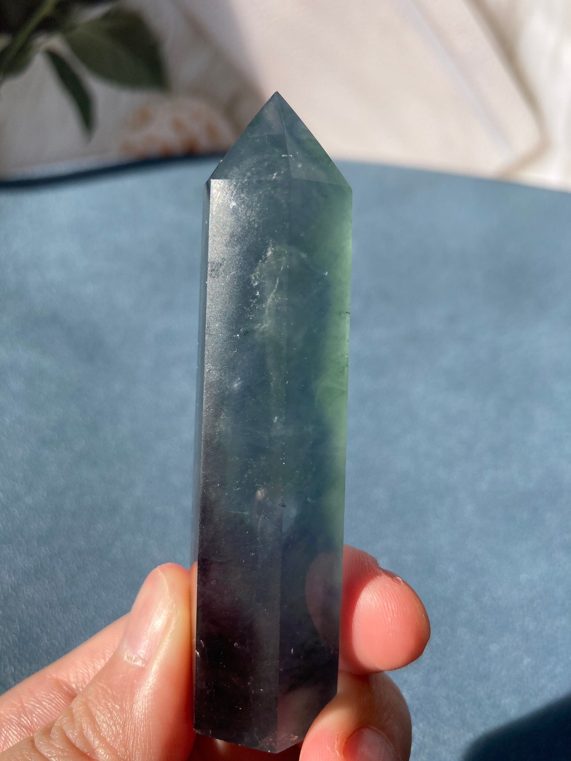 Labradorite Obelisk Rainbow Fluorite Point Silver Titanium - Etsy