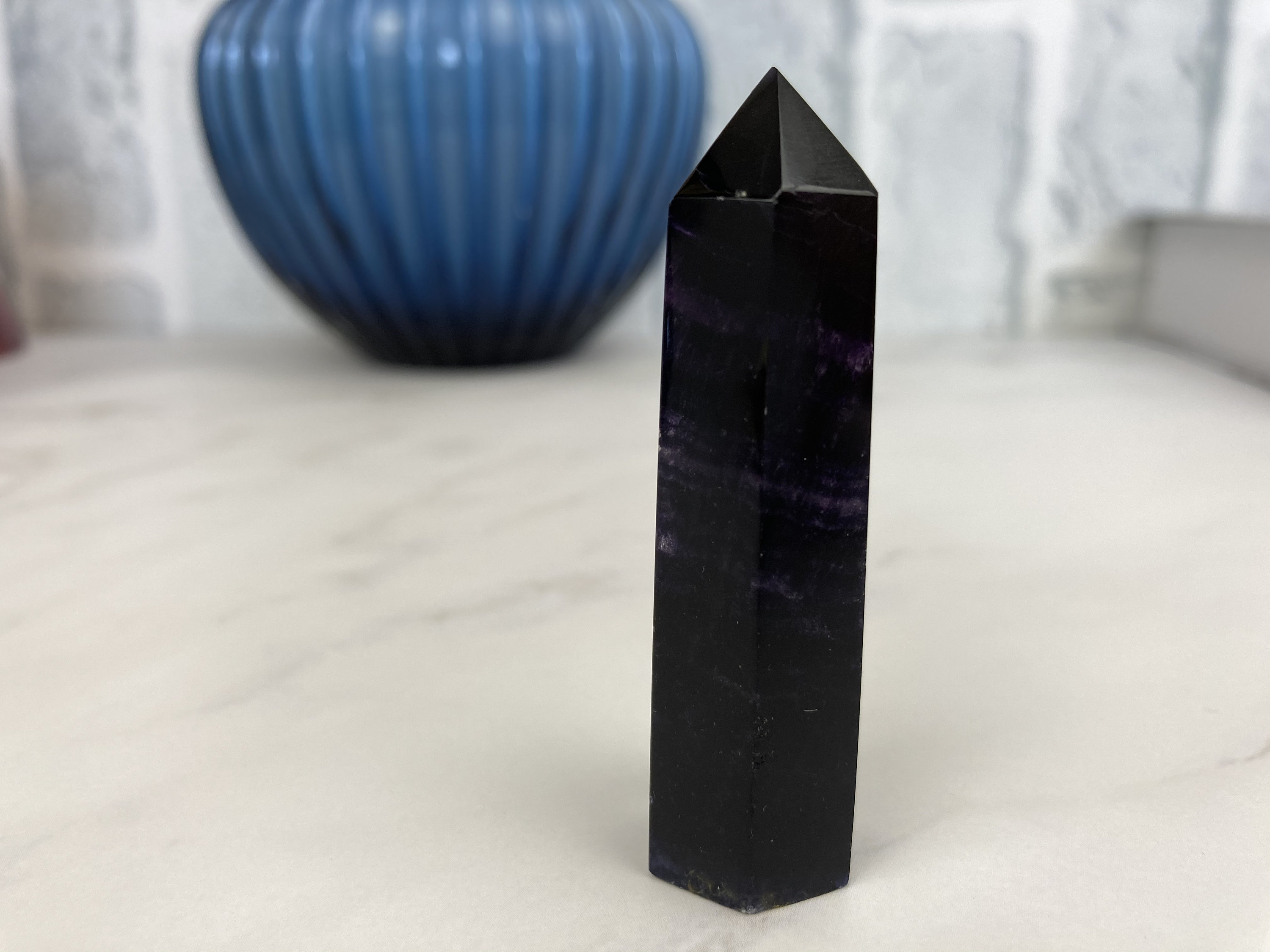 Amethyst Fluorite Obsidian Quartz Crystal Point Tower: Meditation Gift ...