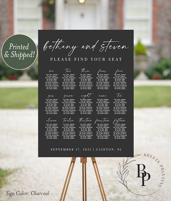 Printed Wedding Seating Chart - Printed Wedding Sign - Wedding Seating ...