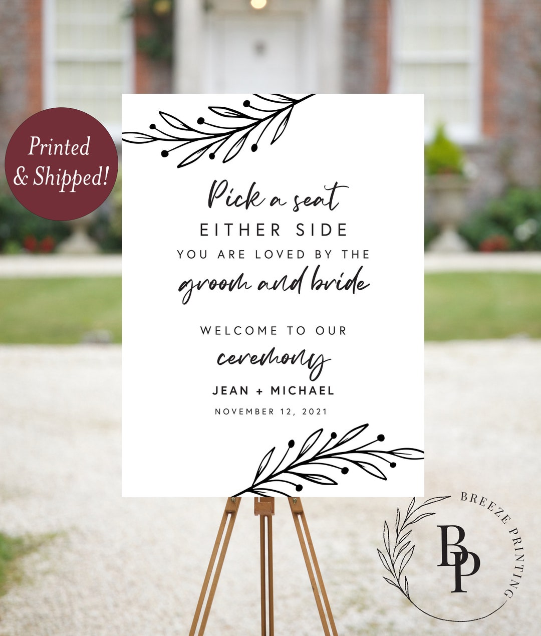 Pick A Seat Not A Side Sign Wedding Welcome Sign Custom Wedding Sign ...