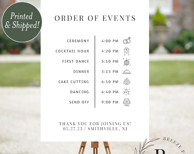 Wedding Timeline Welcome Sign Timeline Sign Custom Wedding Sign Printed ...