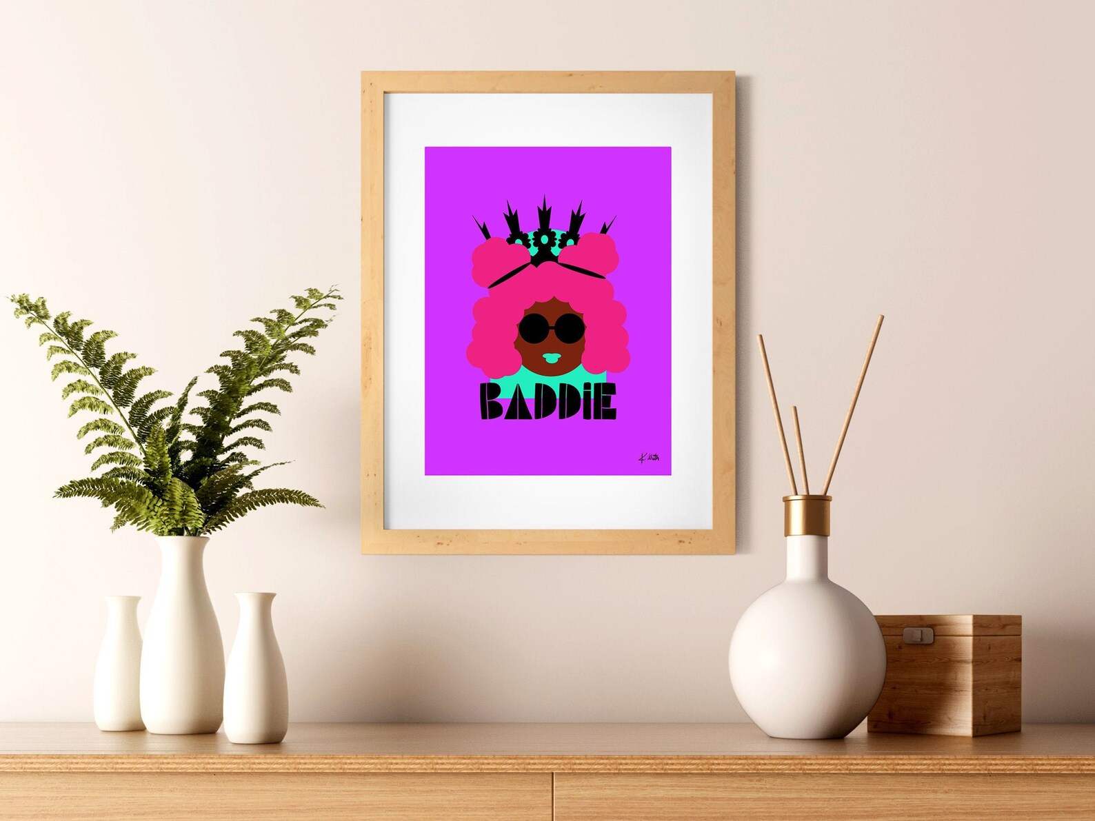 Baddie Art Print Black Woman Art Colorful Black Girl Art Etsy