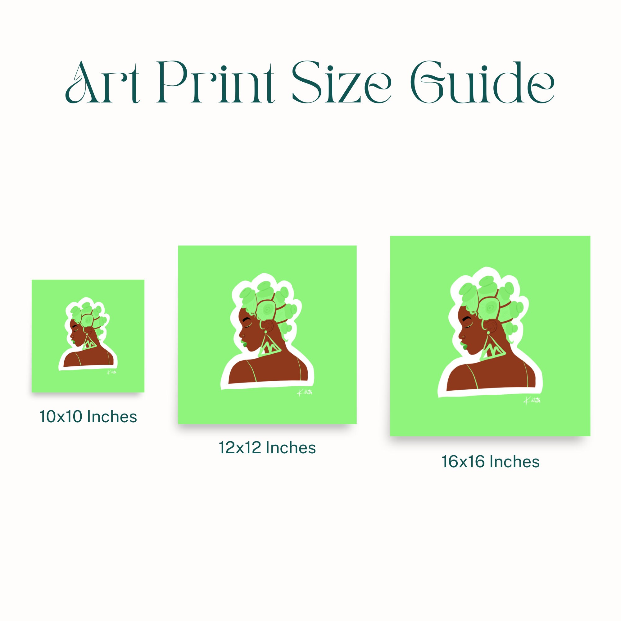 Green Bantu | Colorful Art Print, Black Woman Art Print, Natural Hair ...