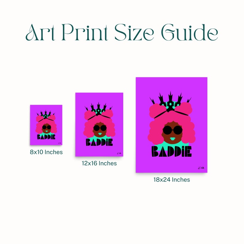 BADDIE Art Print, Black Woman Art, Colorful Black Girl Art, Black Girl ...