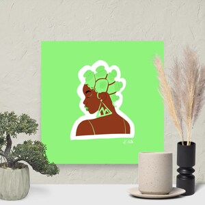 Green Bantu | Colorful Art Print, Black Woman Art Print, Natural Hair ...