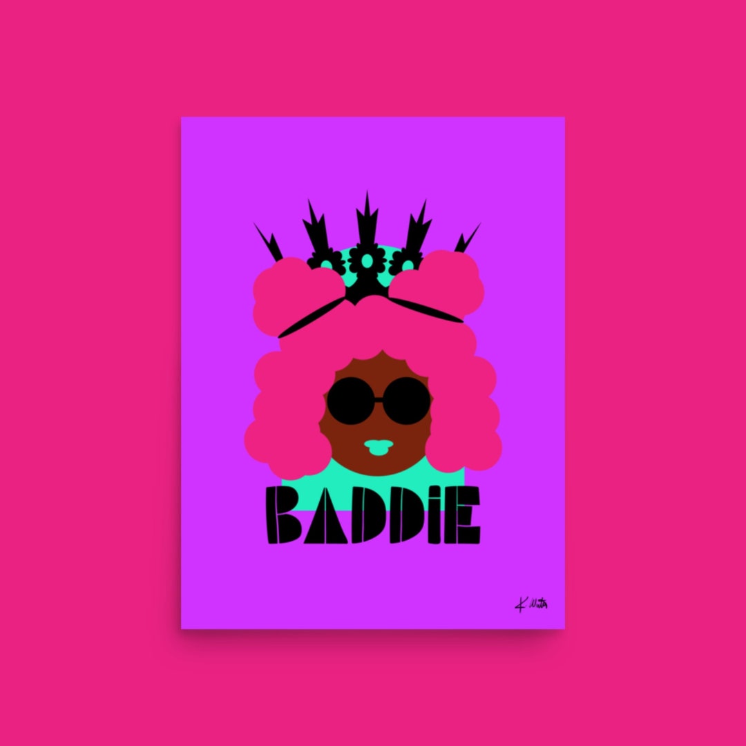 Baddie Art Print Black Woman Art Colorful Black Girl Art Black Girl Wall Art Black Goddess
