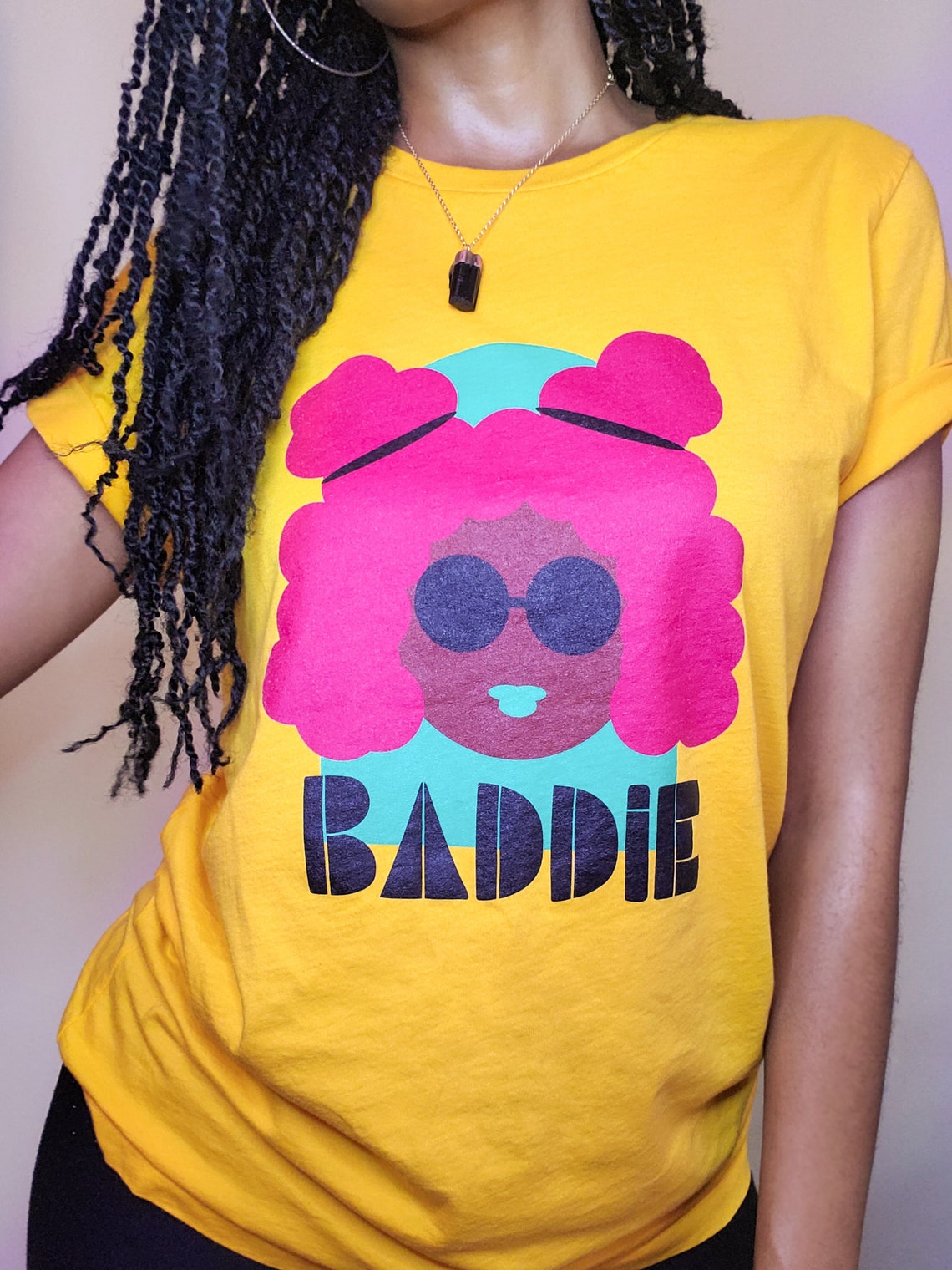 BADDIE Shirt Afro Shirt Gold Colorful Tshirt Natural Hair - Etsy