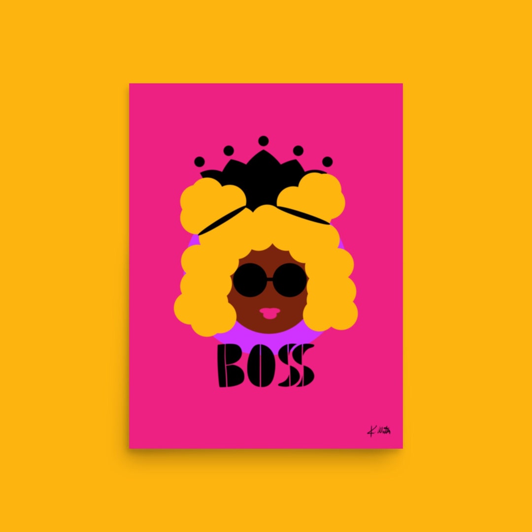 BOSS Art Print, Black Woman Art, Colorful Black Girl Art, Black Girl ...