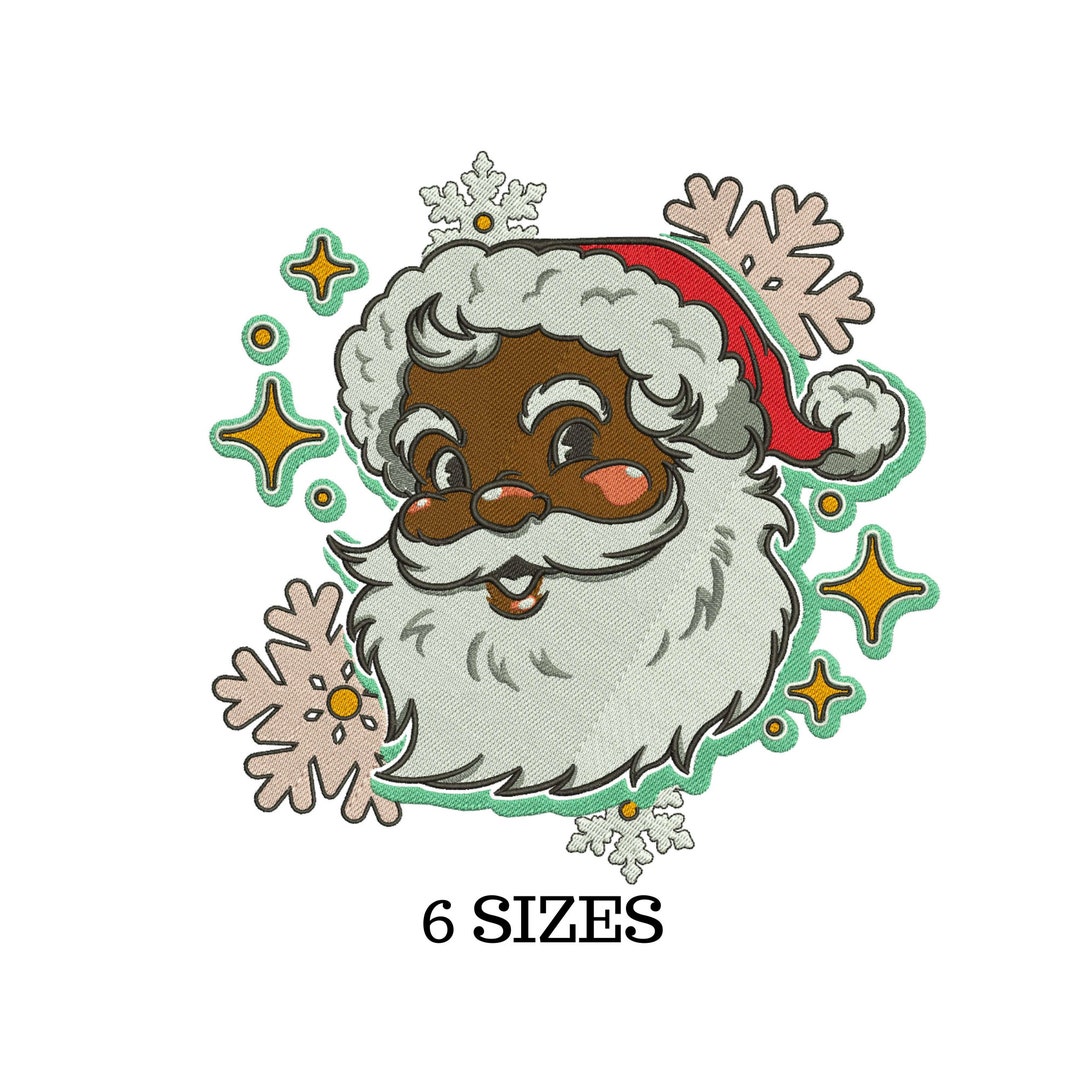 Black Santa Embroidery, African Americans, Black Santa Design - Etsy