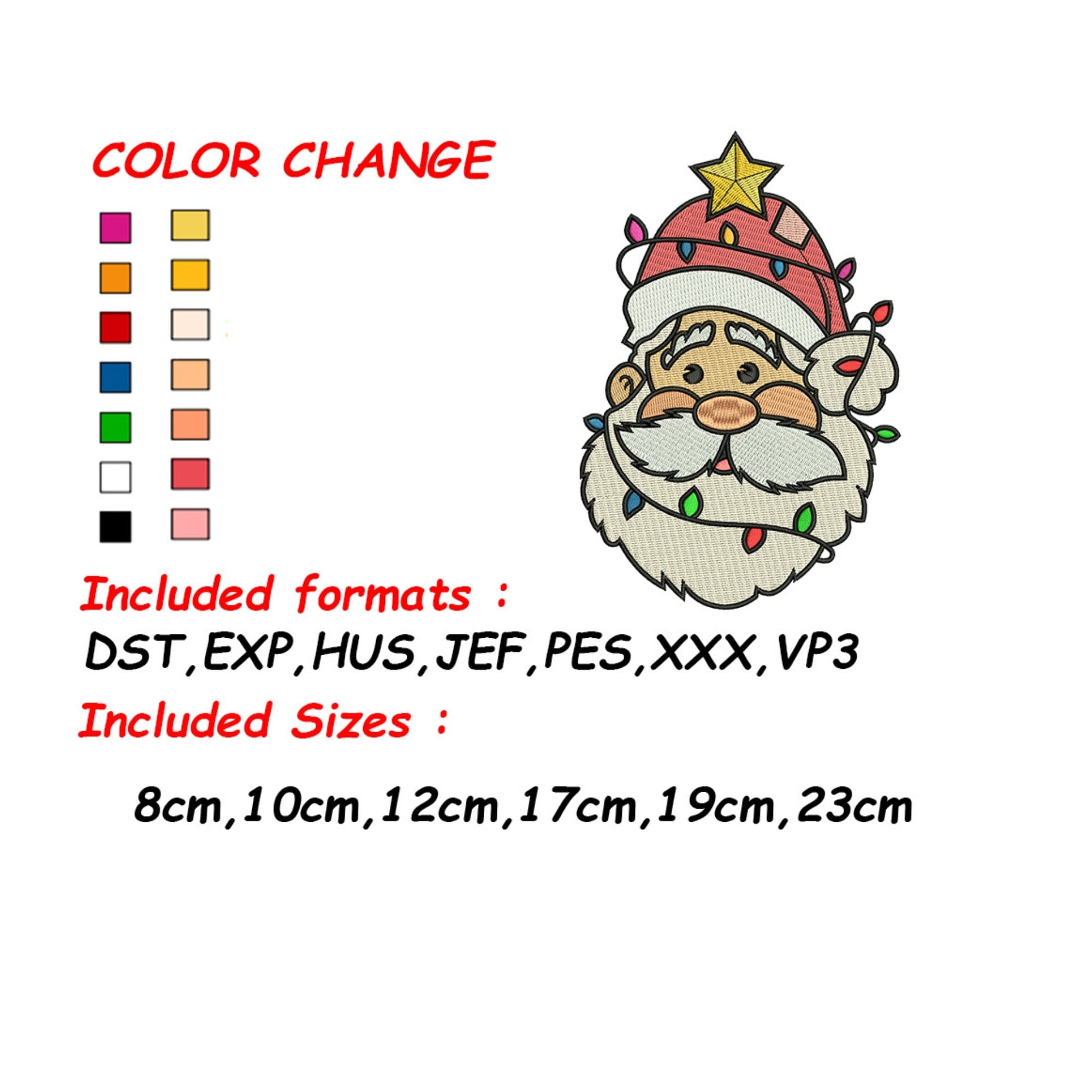 Santa Embroidery, Christmas Embroidery, Xmas Embroidery, Santa Face, Ho ...