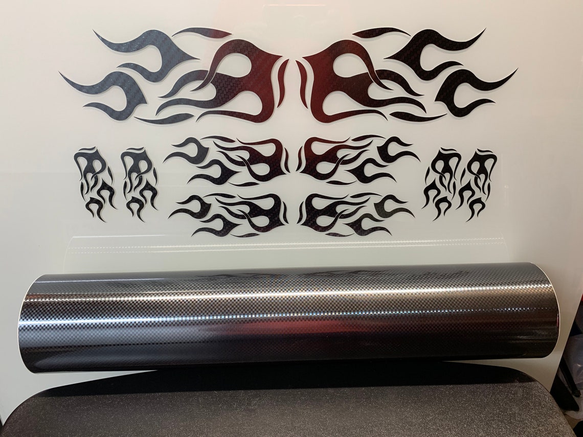 Motorcycle or Vehicle Vinyl Flame Graphic Decal Kit Gun | Etsy