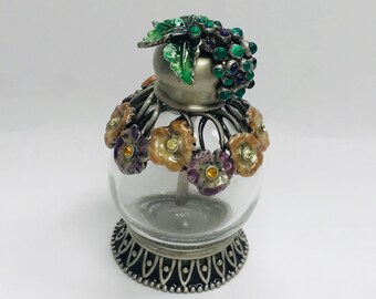 Vintage Cristiani Collezione Perfume Bottle With Crystals Glass Pewter ...
