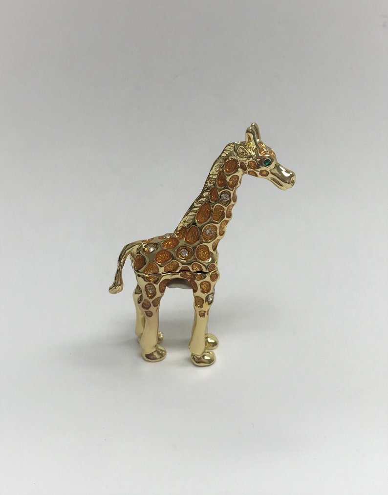 Small Giraffe Trinket Box Pewter 14K Gold Plated - Etsy
