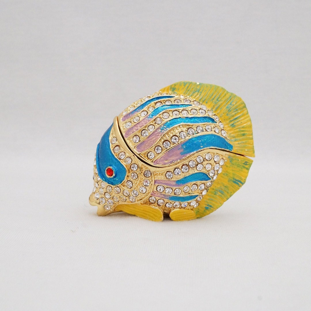Cristiani Collezione Tropical Butterfly Fish Trinket Box Pewter Jeweled ...