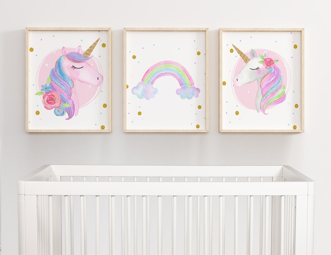 Unicorn Posters Rainbow Unicorn Art Print Canvas Girls - Etsy México