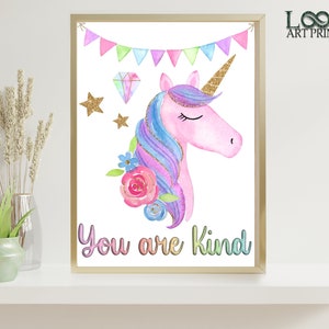 Unicorn Rainbow Motivational Wall Art Decor Set of 6 - Etsy