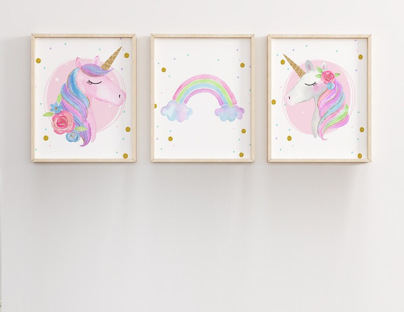 Unicorn Posters Rainbow Unicorn Art Print Canvas Girls - Etsy México
