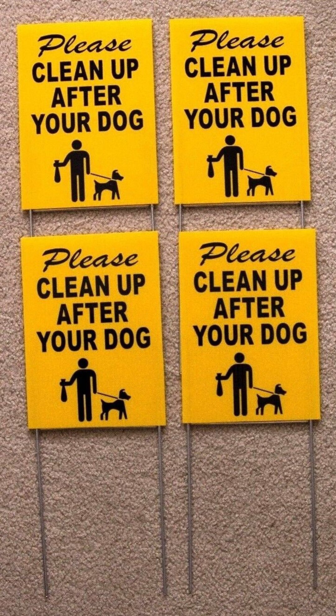 4 Please Clean up After Your Dog 6"x9" Plastic Coroplast Signs W ...