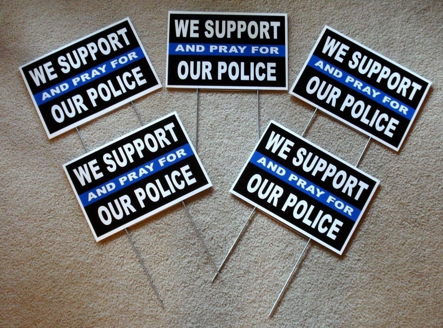 5 We Support and Pray for Our Police 8"x12" Plastic Coroplast Signs W ...
