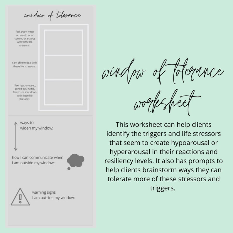 Window of Tolerance Worksheet - Etsy