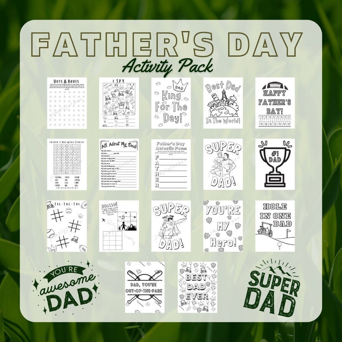 Fathers Day, Activity Pack, Fathers Day Activities, Fathers Day Games ...