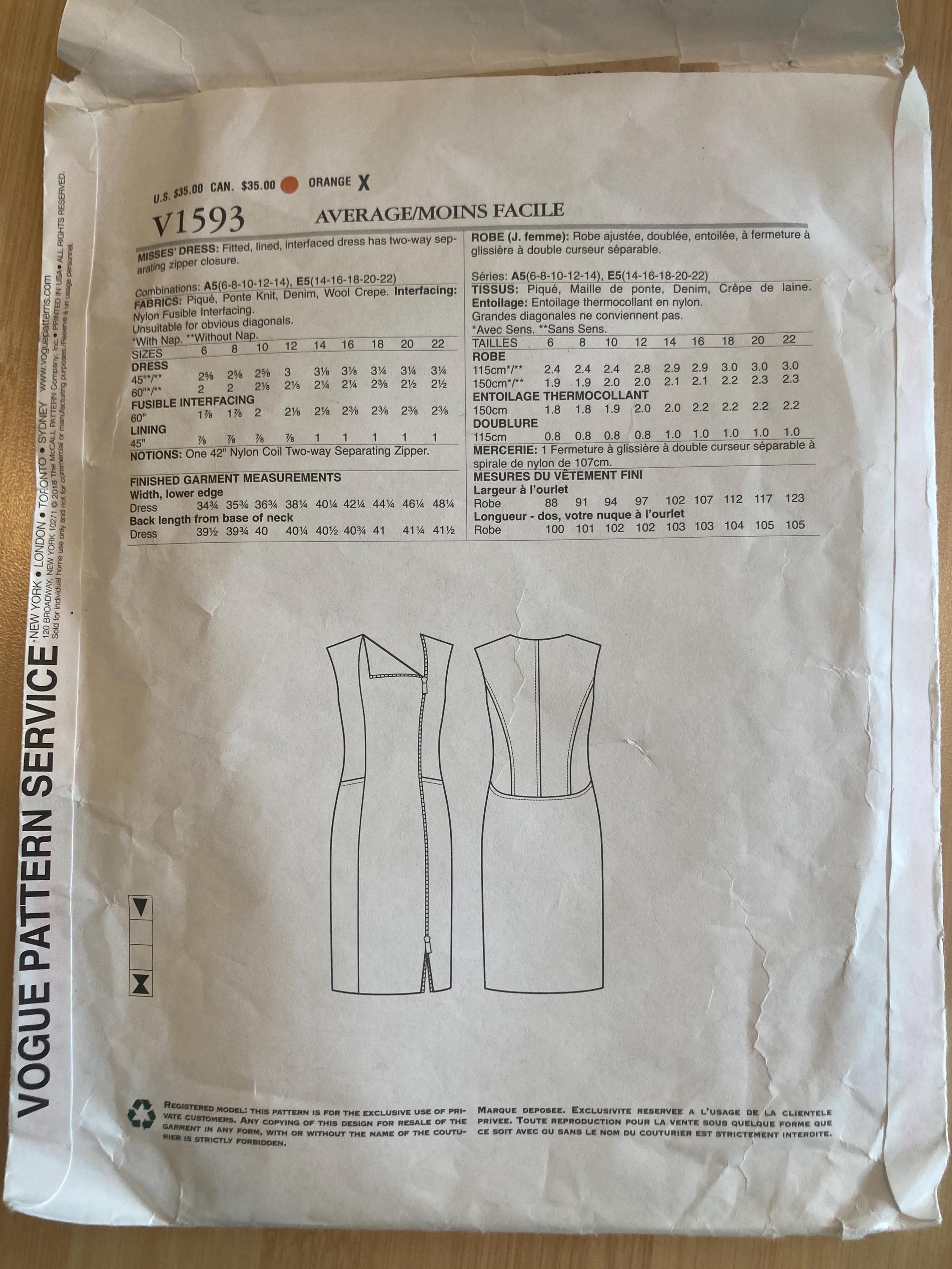 Vogue 1593 Paco Peralta Dress Pattern, Size 6, 8, 10, 12, 14, Bust 30.5, 31.5, 32.5, 34, 36 - Etsy