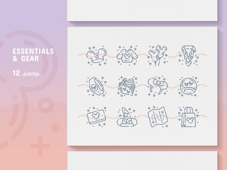 Mickey's Kingdom Line Art Icon Set Disney World Florida - Etsy Canada