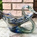 Sooner Art Glass Swan, Blue and Brown Blown Glass Bowl, Arklahoma ...