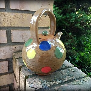 Vintage Coil Teapot With Dots. Unique Handmade Studio Art Pottery ...